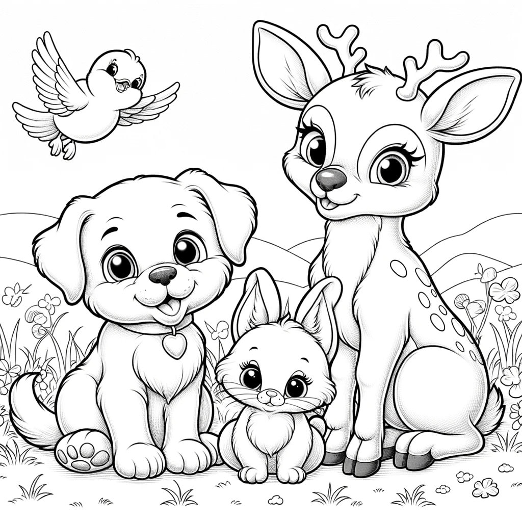 30 Cute Animal Printable Coloring Pages for Kids Adorable Cats, Dogs ...