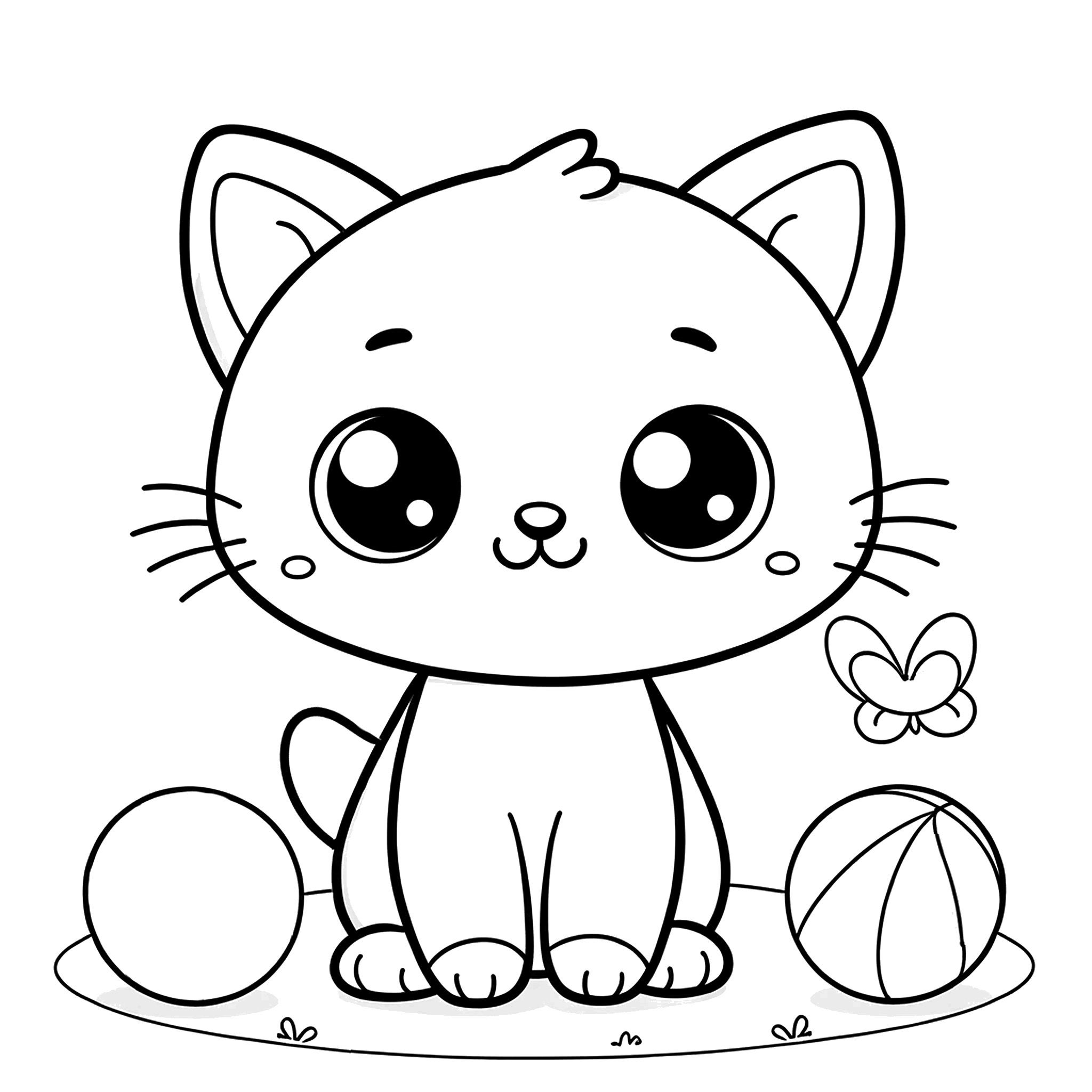 Digital PDF Adorable Cat Coloring Pages, Easy & Fun Feline Designs ...