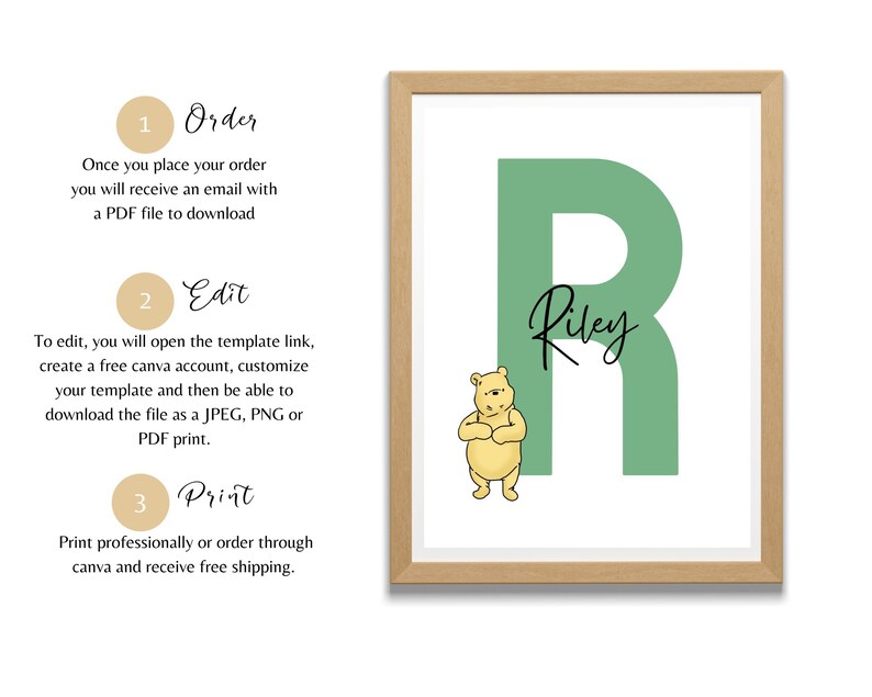 Custom Winnie the Pooh Printable Wall Art - Etsy