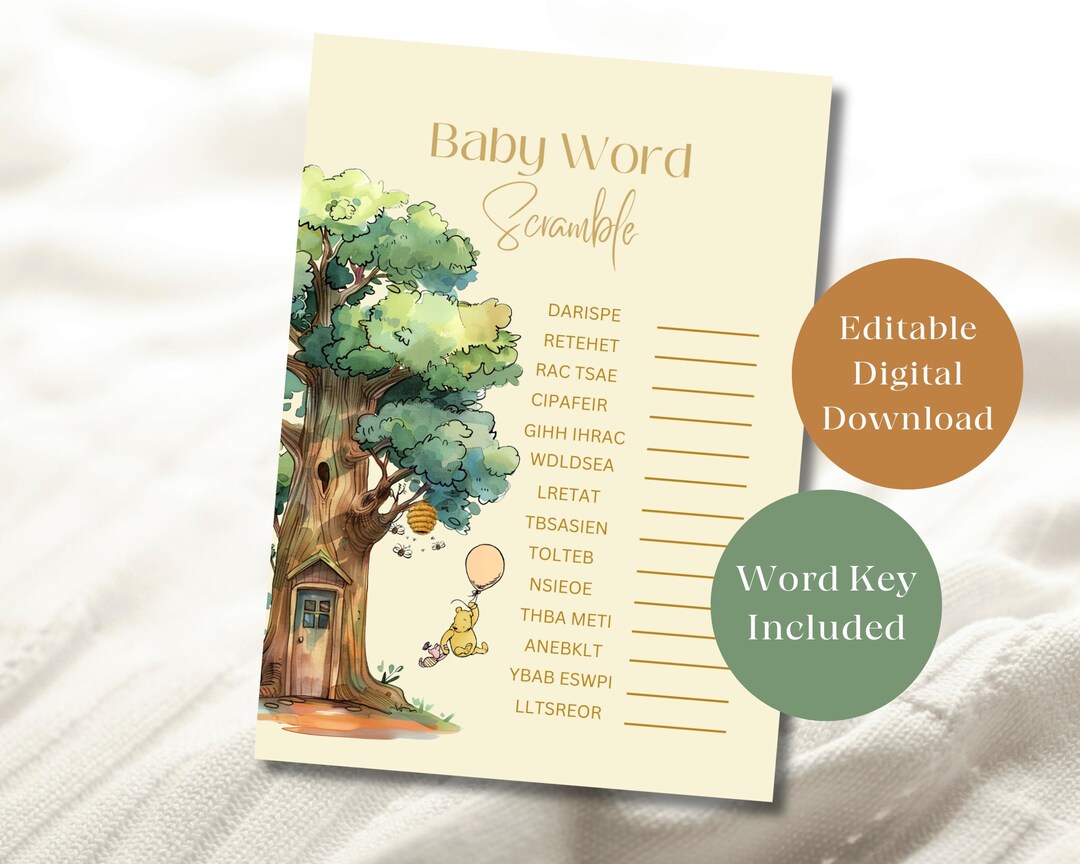 Classic Winnie the Pooh Word Scramble Game - Etsy