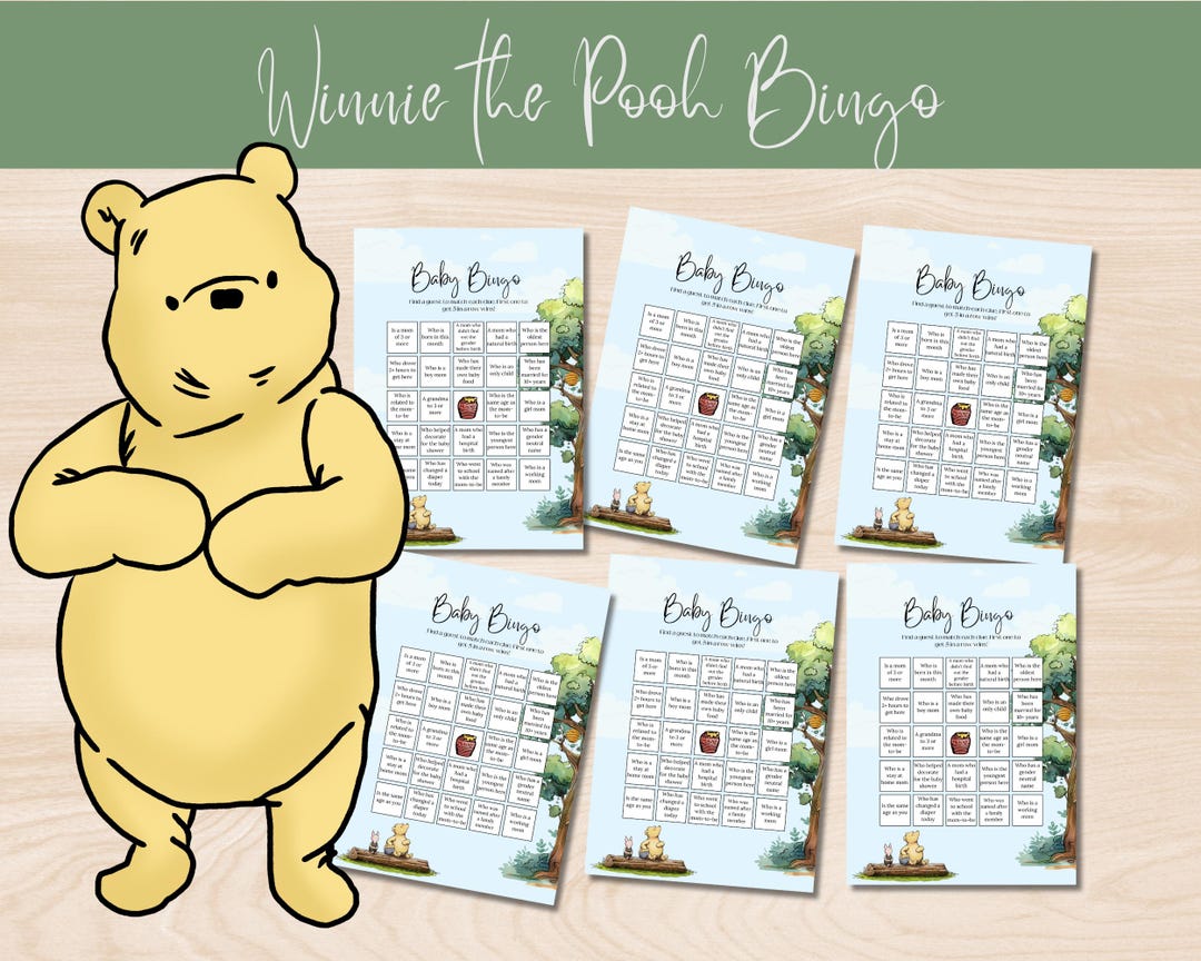 Classic Winnie the Pooh Baby Shower Bingo Game - Etsy