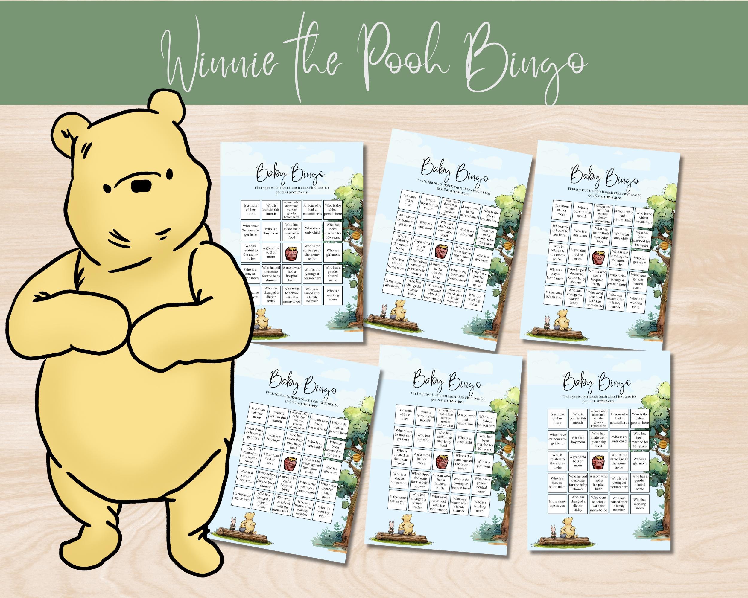 Classic Winnie the Pooh Baby Shower Bingo Game - Etsy