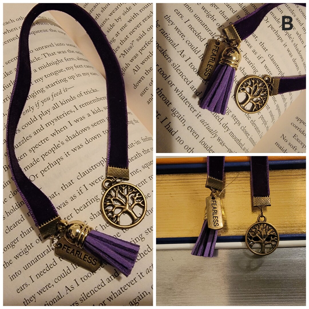 Tree of Life Velvet Bookmark | Faux Leather Tassel - Etsy