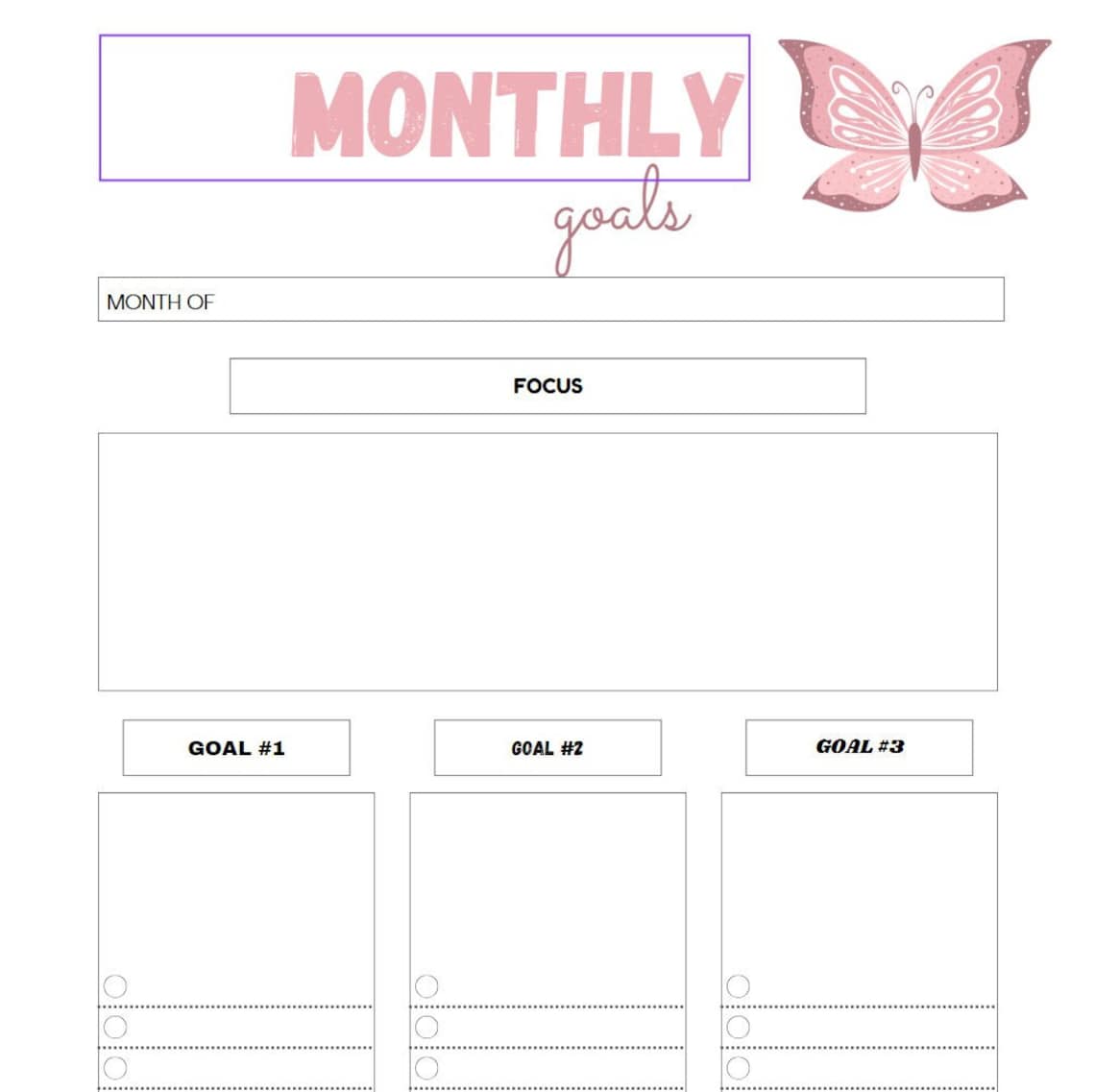 PRINT READY - Monthly Goals Sheet PDF - Etsy