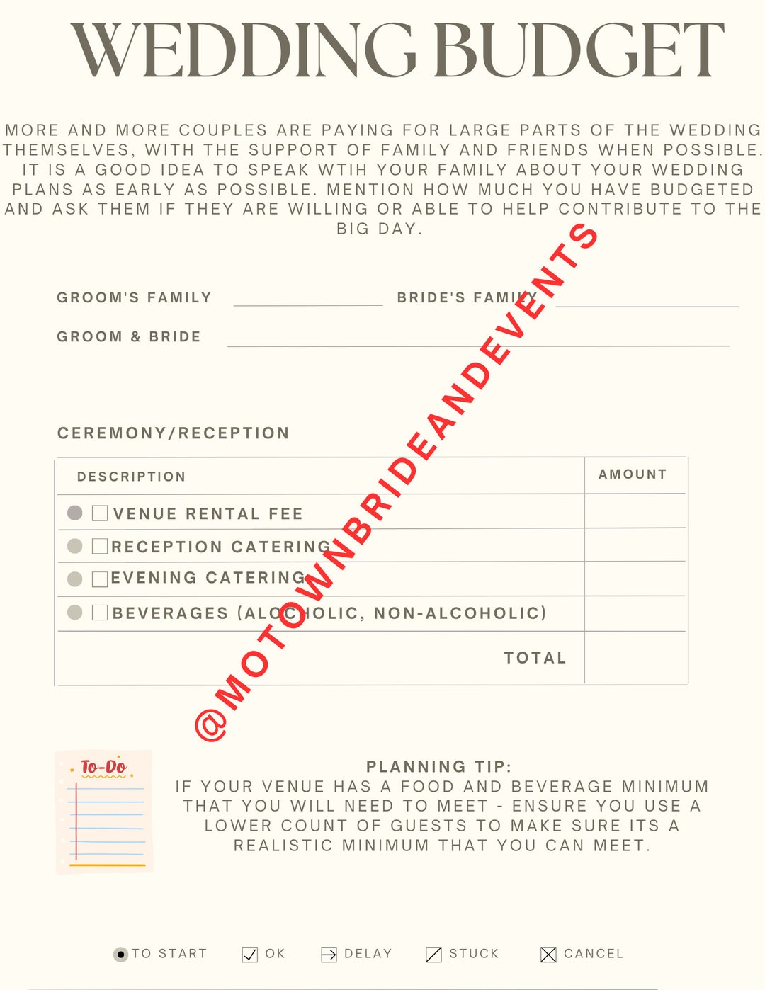 Simple and Minimal Printable Wedding Budget Planner, Budget Workbook ...