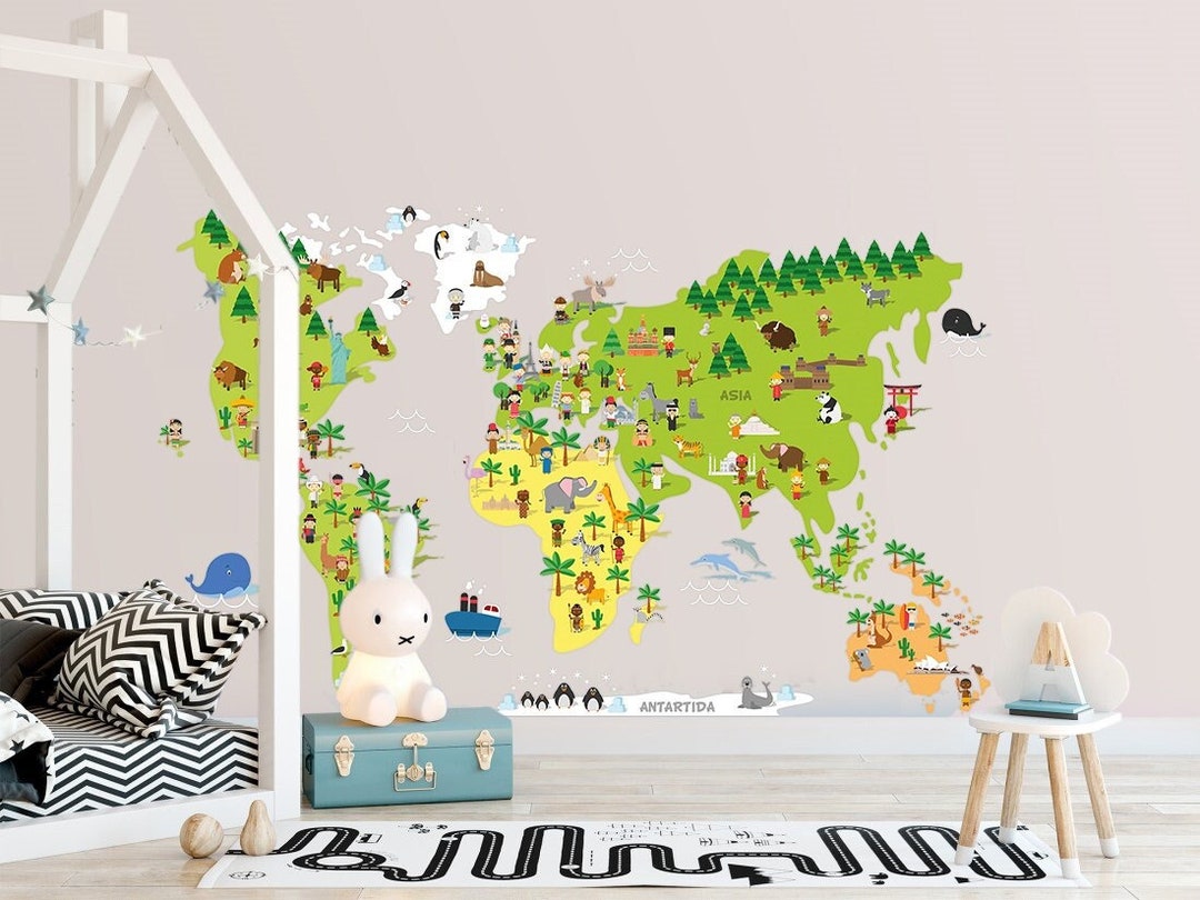 Stickers World Map Wall Sticker 120x200cm / World Map Sticker / Map ...