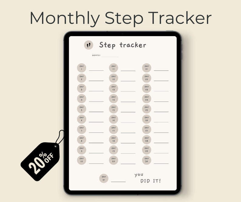 Monthly Step Tracker Printable, Step Log, Daily Routine Planner, Weight ...