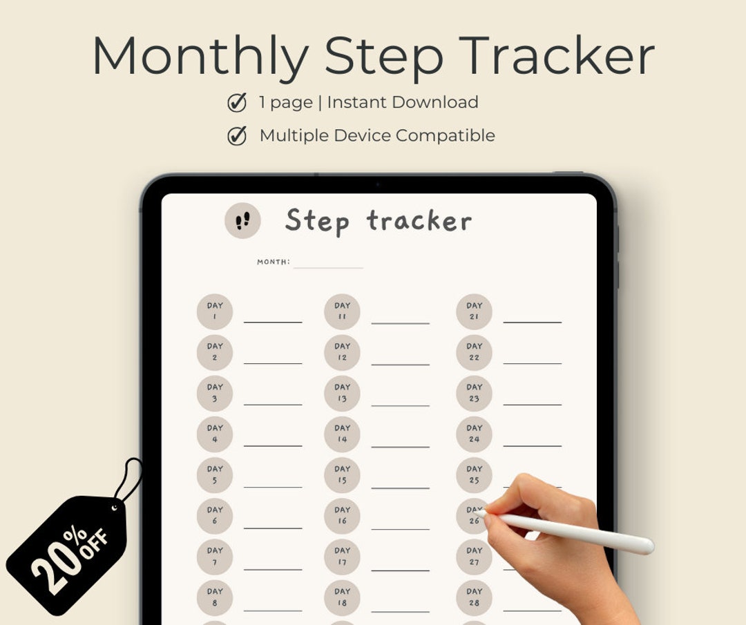 Monthly Step Tracker Printable, Step Log, Daily Routine Planner, Weight ...
