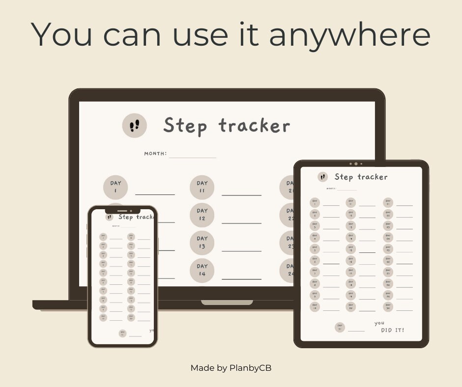 Monthly Step Tracker Printable, Step Log, Daily Routine Planner, Weight ...
