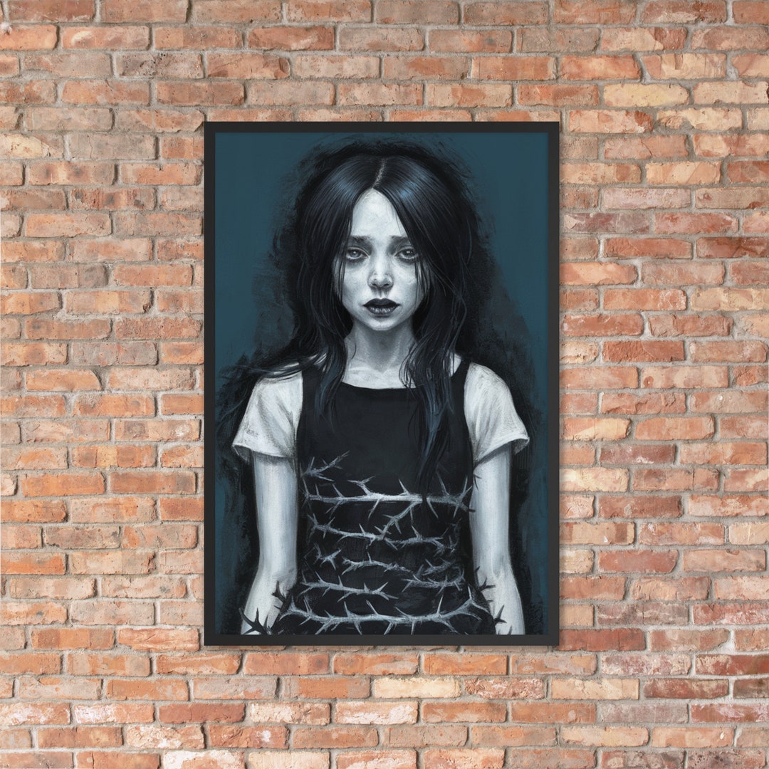 Gothic Girl With Thorns Dark and Moody Art Print Unique Expressionist ...