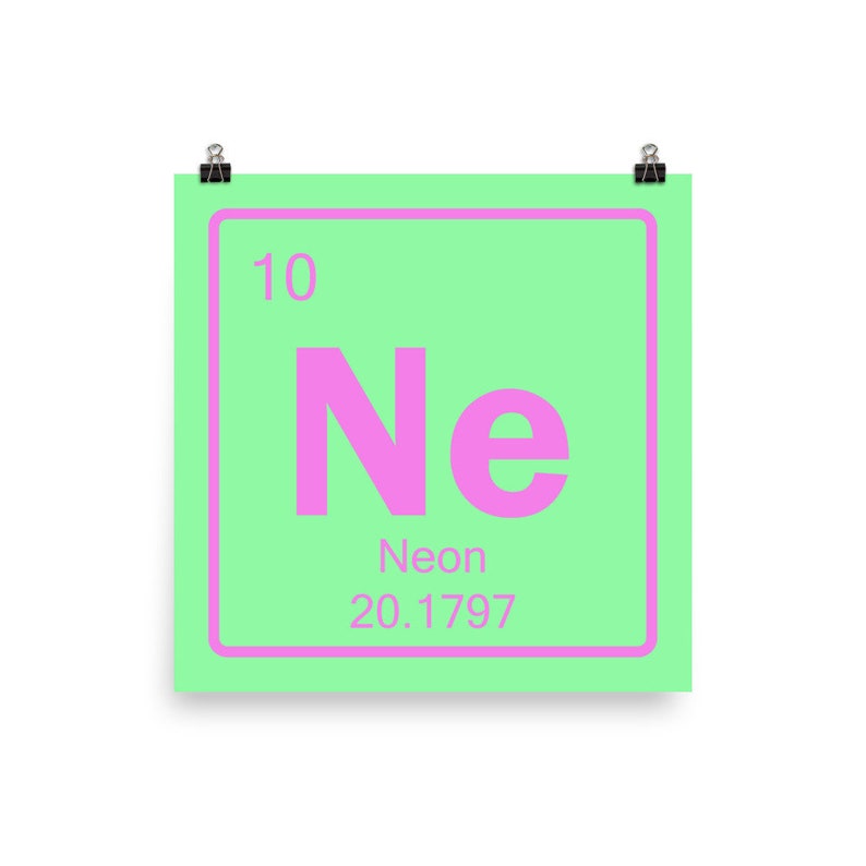 Neon Element Art Print Stylish Periodic Table Decor for Science ...