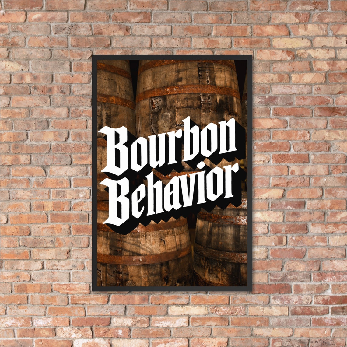 Bourbon Behavior Poster Whiskey Art Print Barrel Decor With Vintage ...