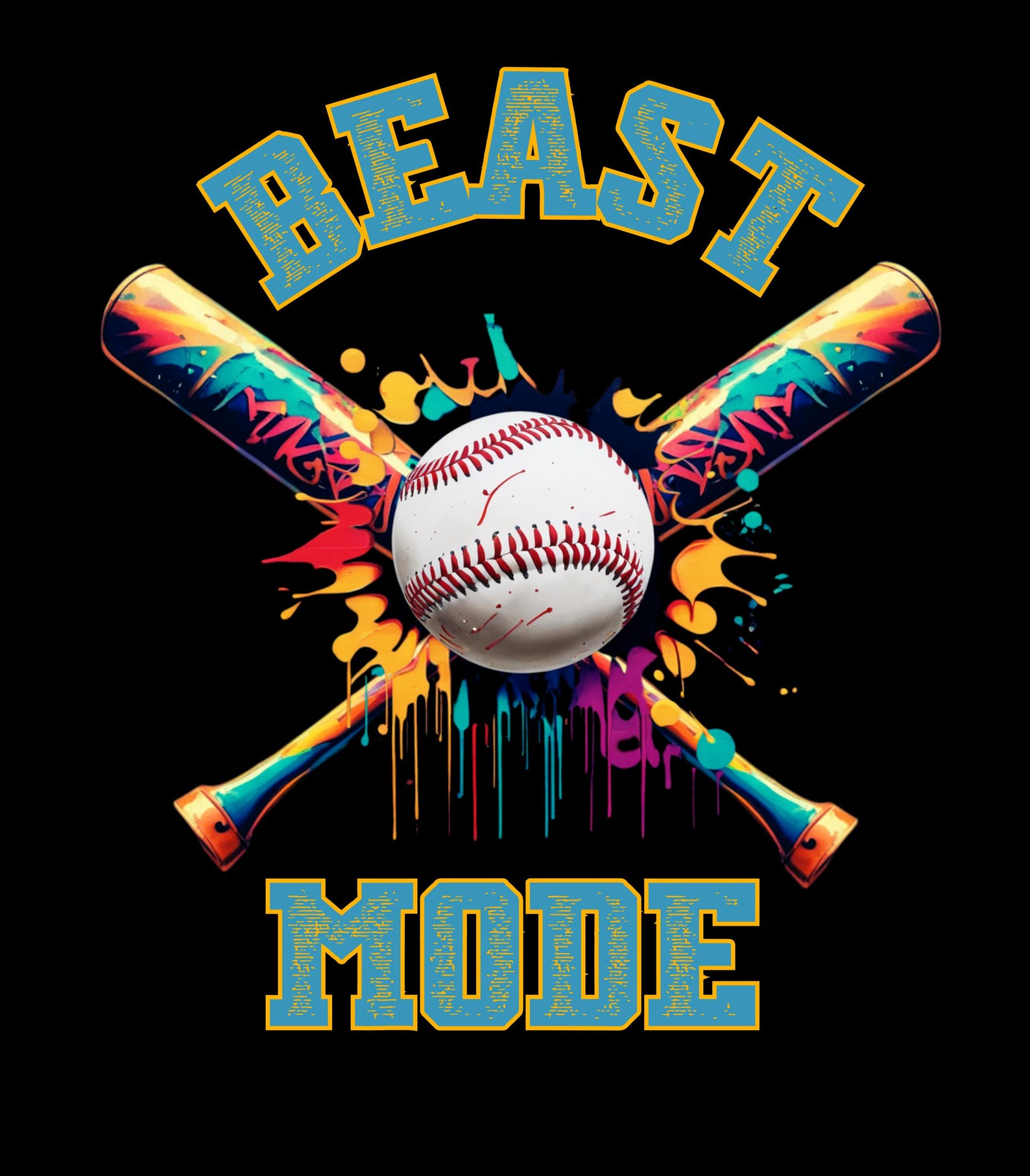 Baseball Beast Mode Too, Drippy, Graffiti - Etsy