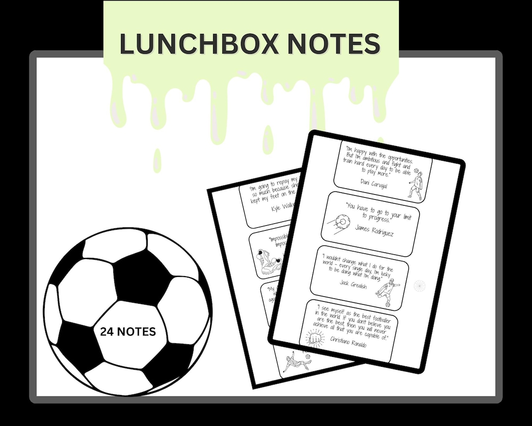 Soccer Lunchbox Notes for Kids, Motivational Soccer Notes, Printable ...