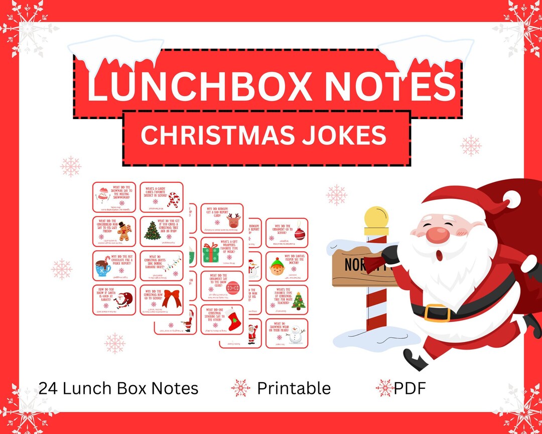 Cute Winter LUNCHBOX NOTES for Kids, Christmas Lunch Box Santa Elf ...