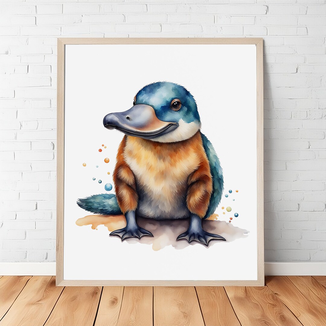 Colorful Watercolor Platypus Portrait: Digital Printable, Australian ...