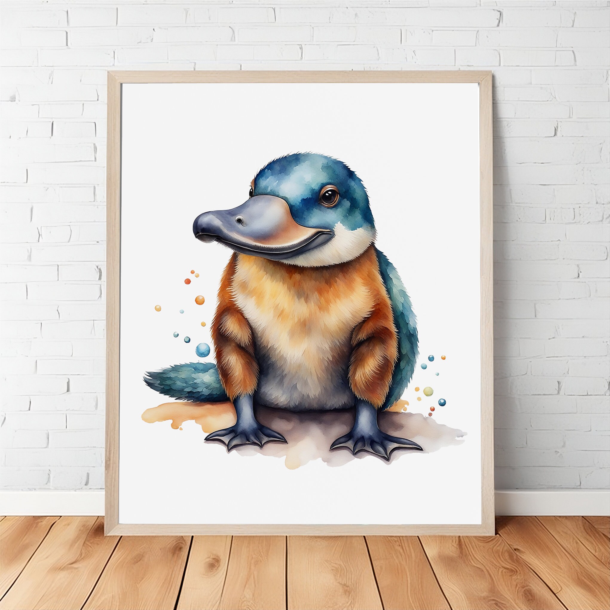 Colorful Watercolor Platypus Portrait: Digital Printable, Australian ...