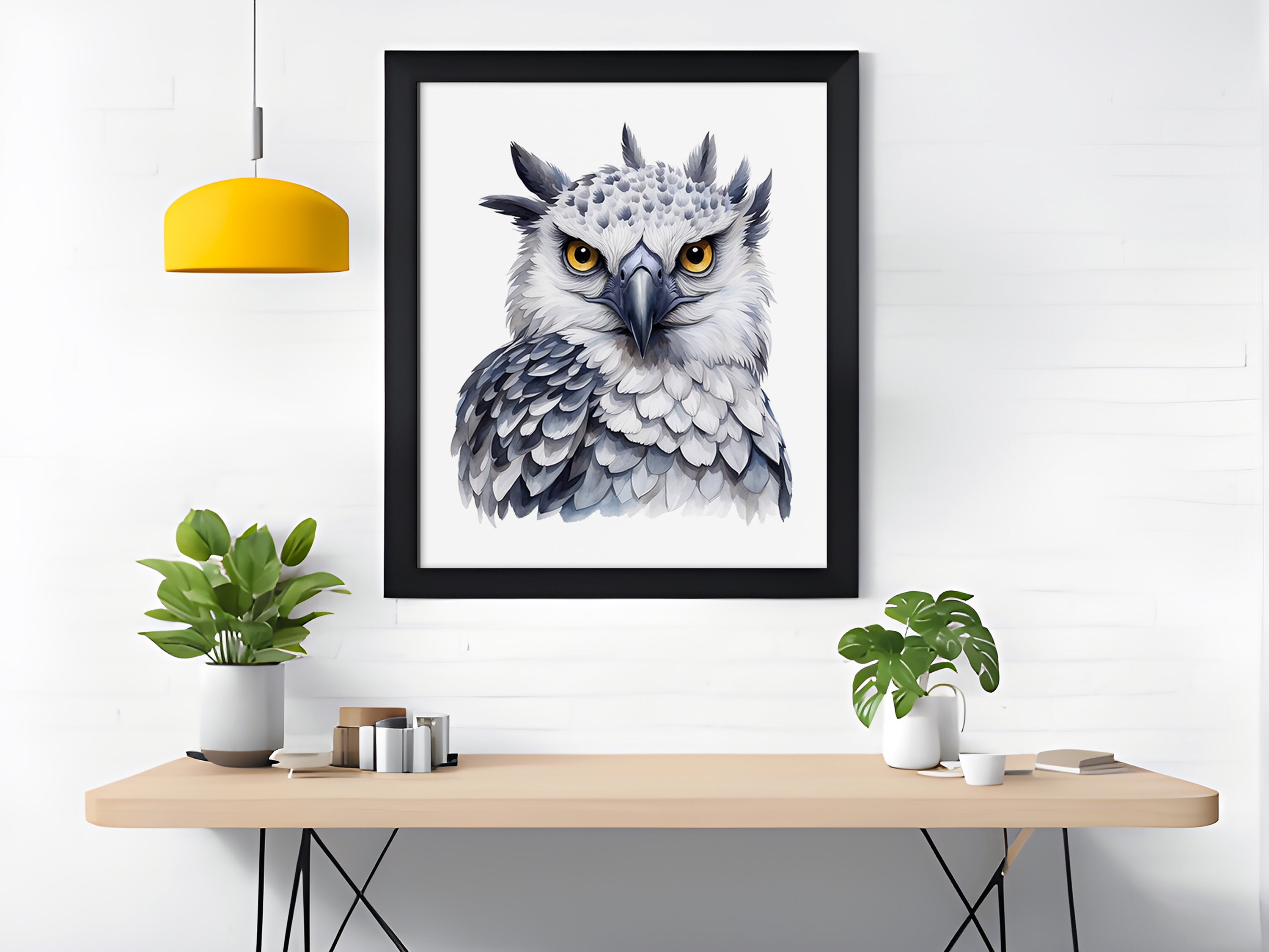 Colorful Watercolor Harpy Eagle Portrait: Digital Printable, Whimsical ...