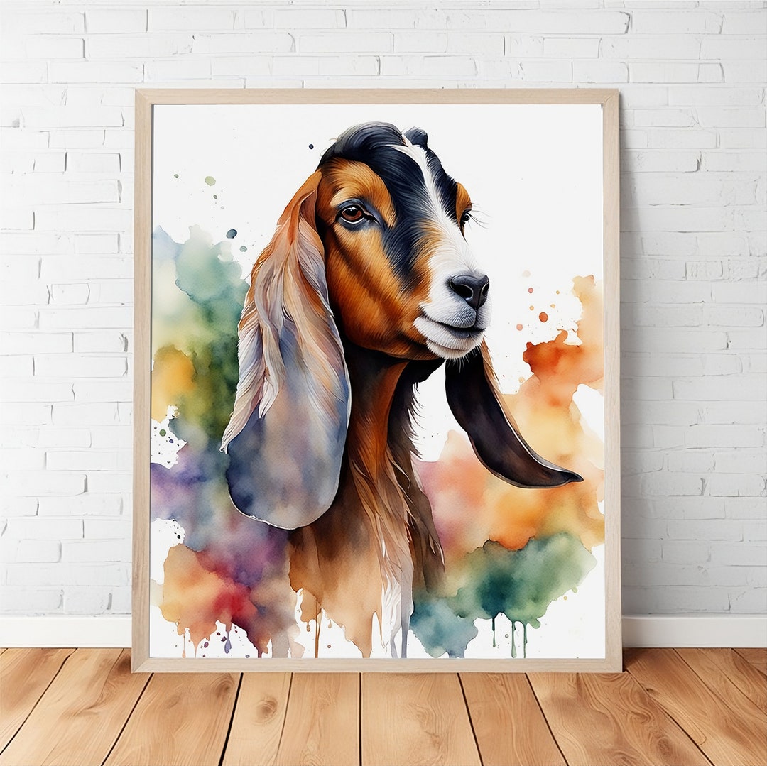 Colorful Watercolor Portrait of a Handsome Nubian Goat - Etsy