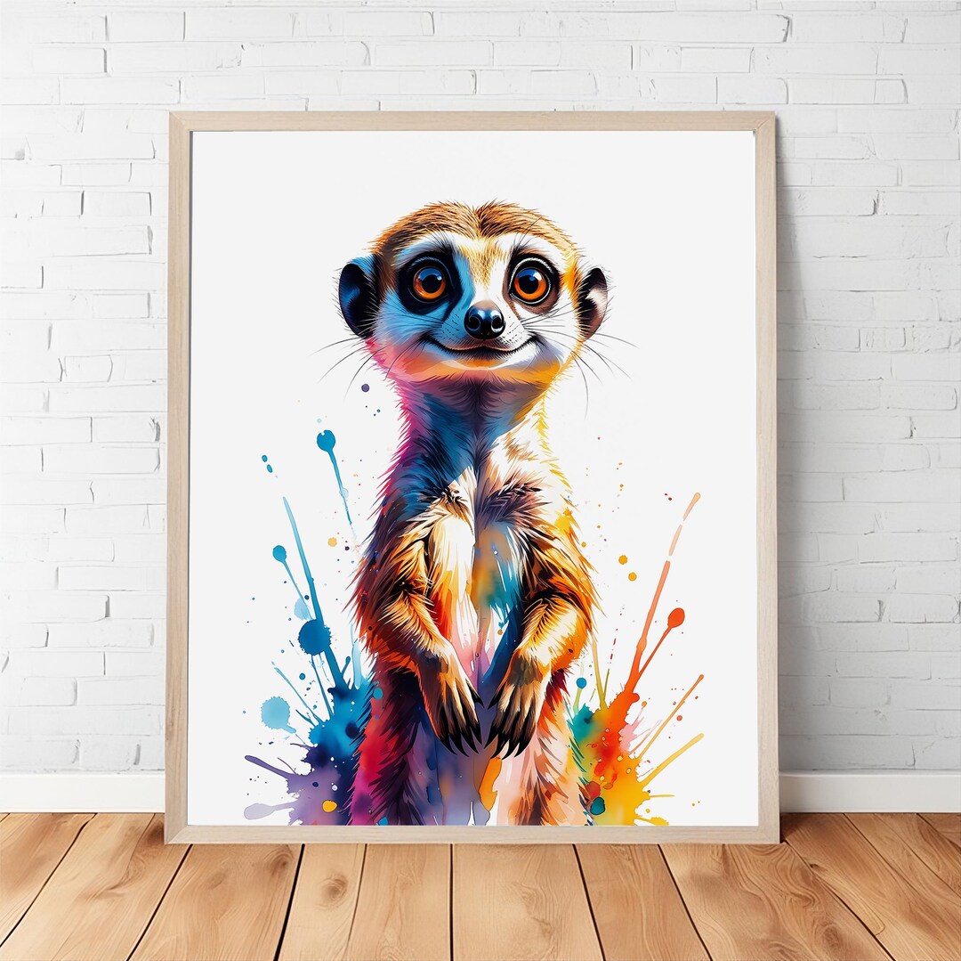 Colorful Meerkat Wall Art, Cute Animal Print, Meerkat Nursery Decor ...