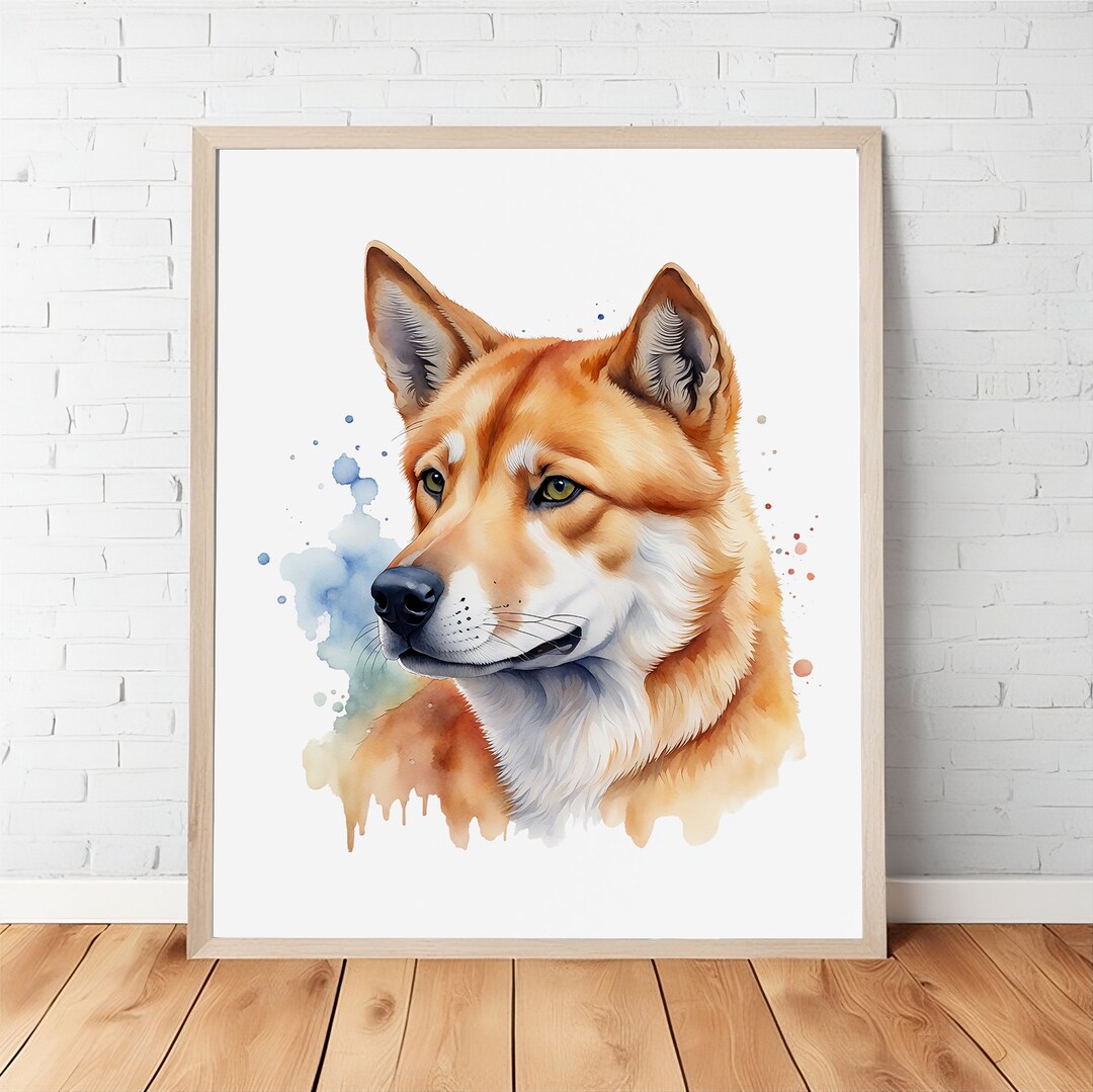 Colorful Watercolor Dingo Portrait: Australian Wildlife Art, Digital ...