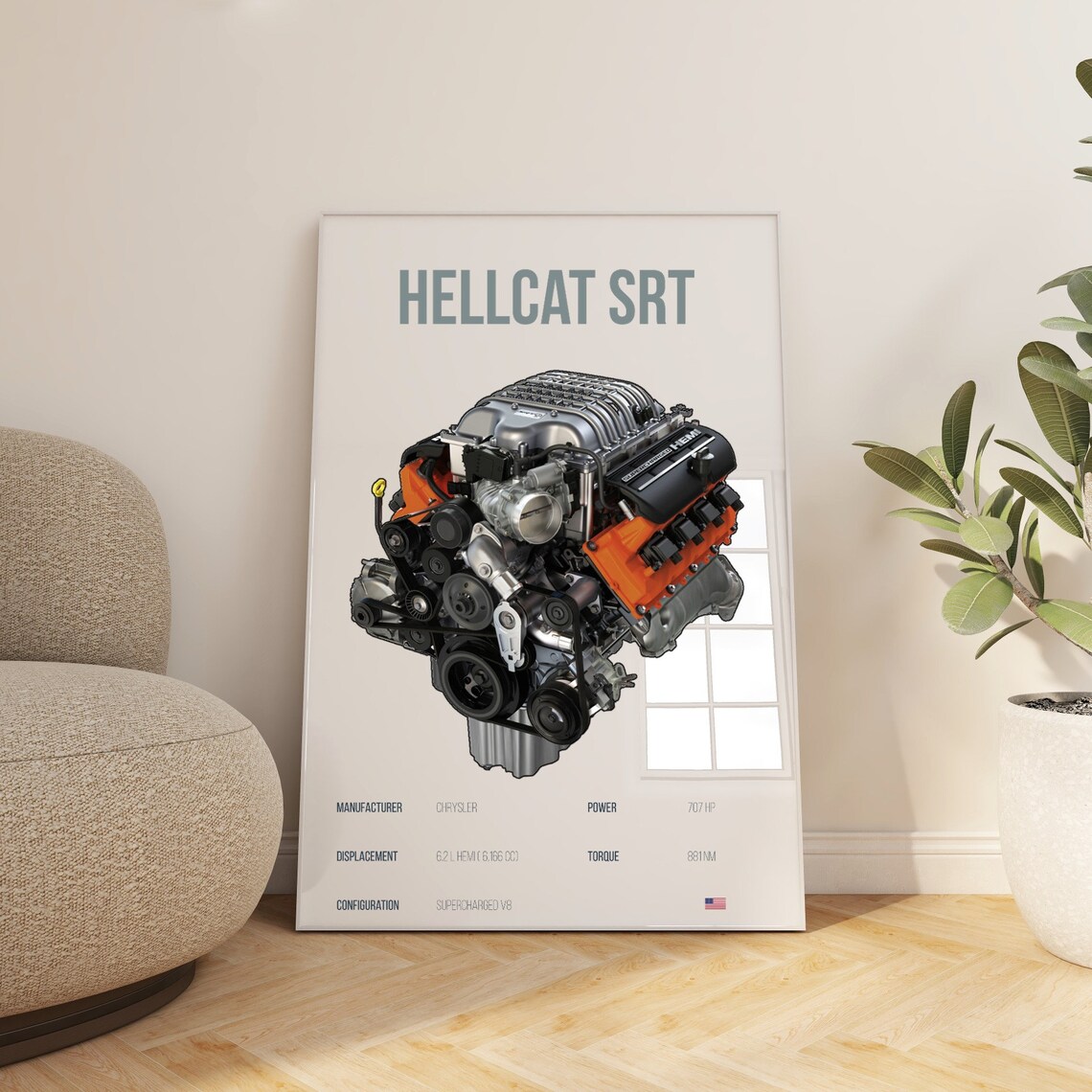 Hellcat SRT Poster Digital Download Car Engine Print Car Poster Home ...