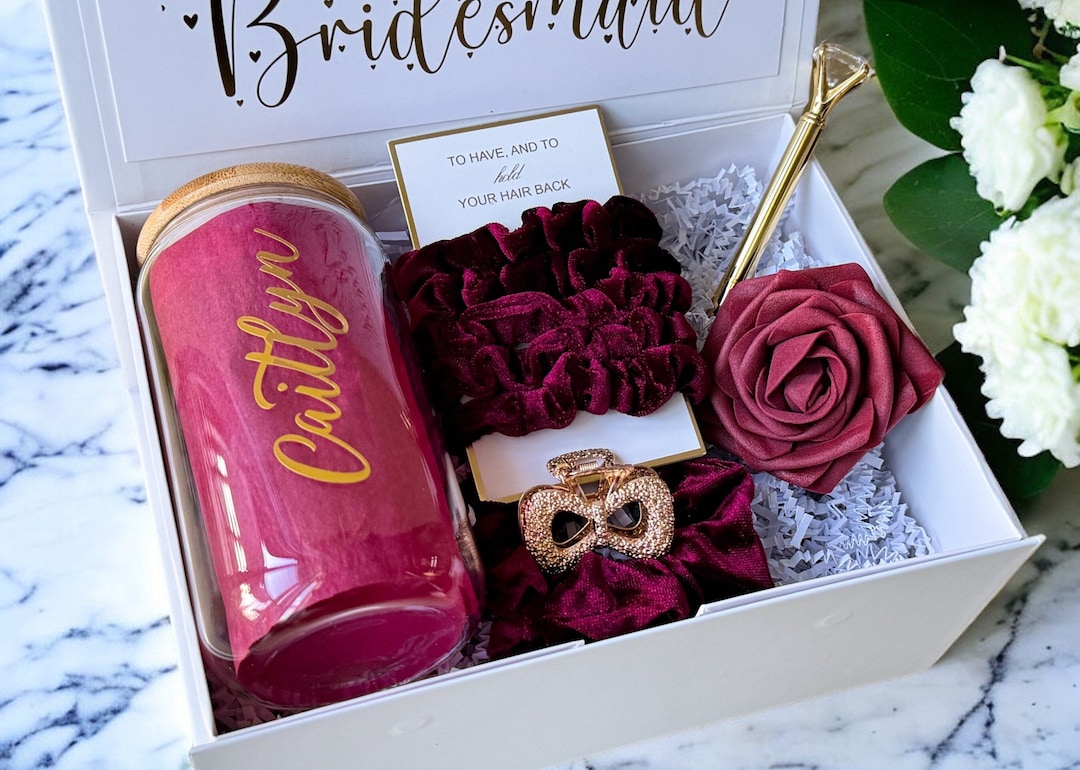 Personalized Bridesmaid Proposal Box With Glass Tumbler and Accessories ...