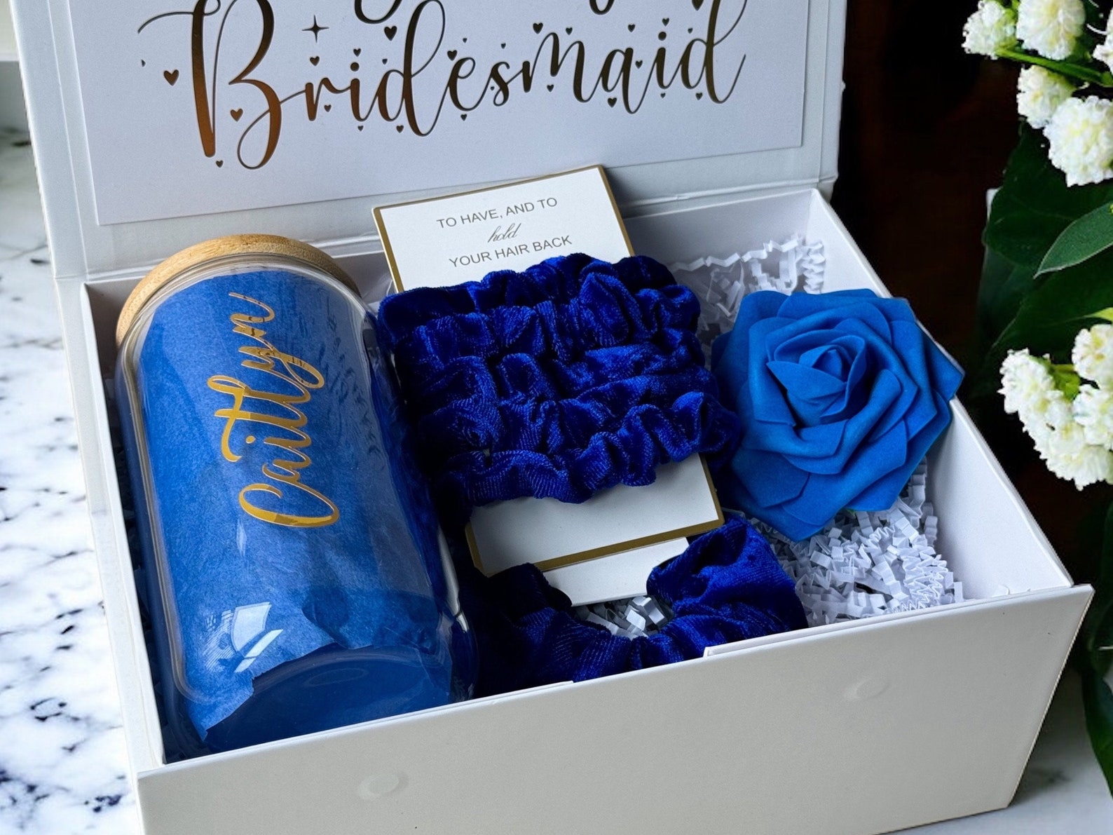 Personalized Bridesmaid Proposal Box: Tumbler, Scrunchies & Accessories ...