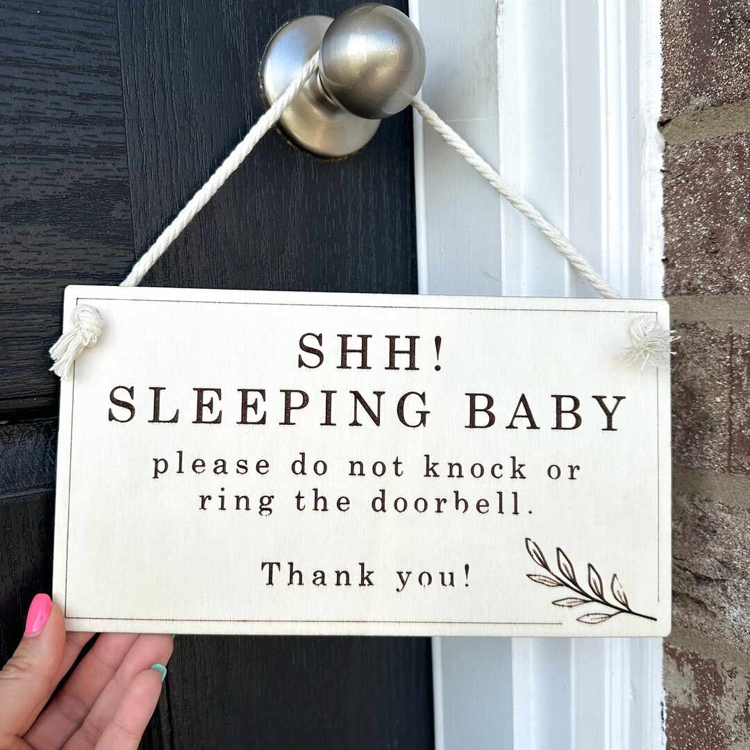 Baby Sleeping Sign, Shhh Baby Sleeping, Do Not Ring Door Bell Sign ...