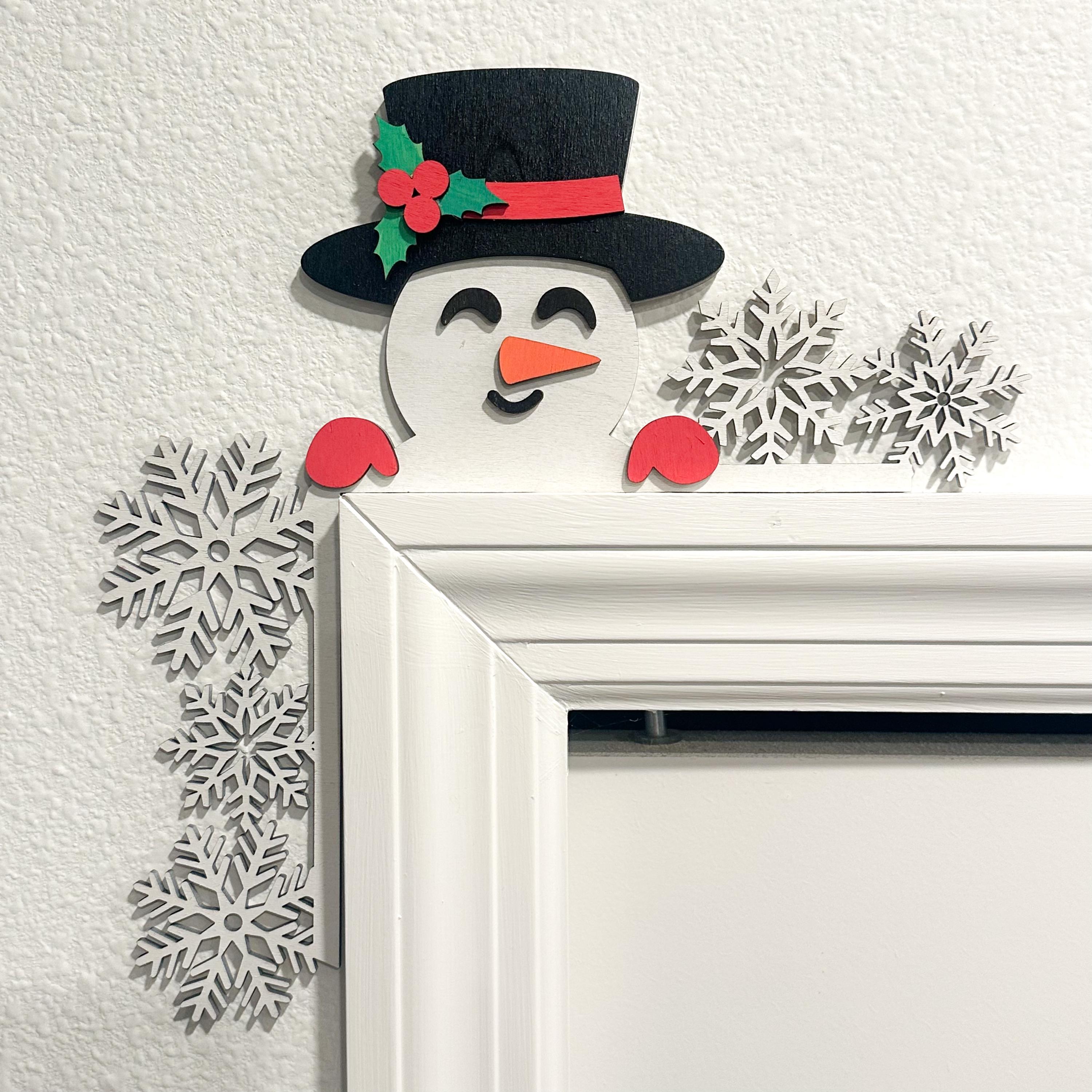 Snowman Door Corner Christmas Door Corner Decor Winter Snowflake ...
