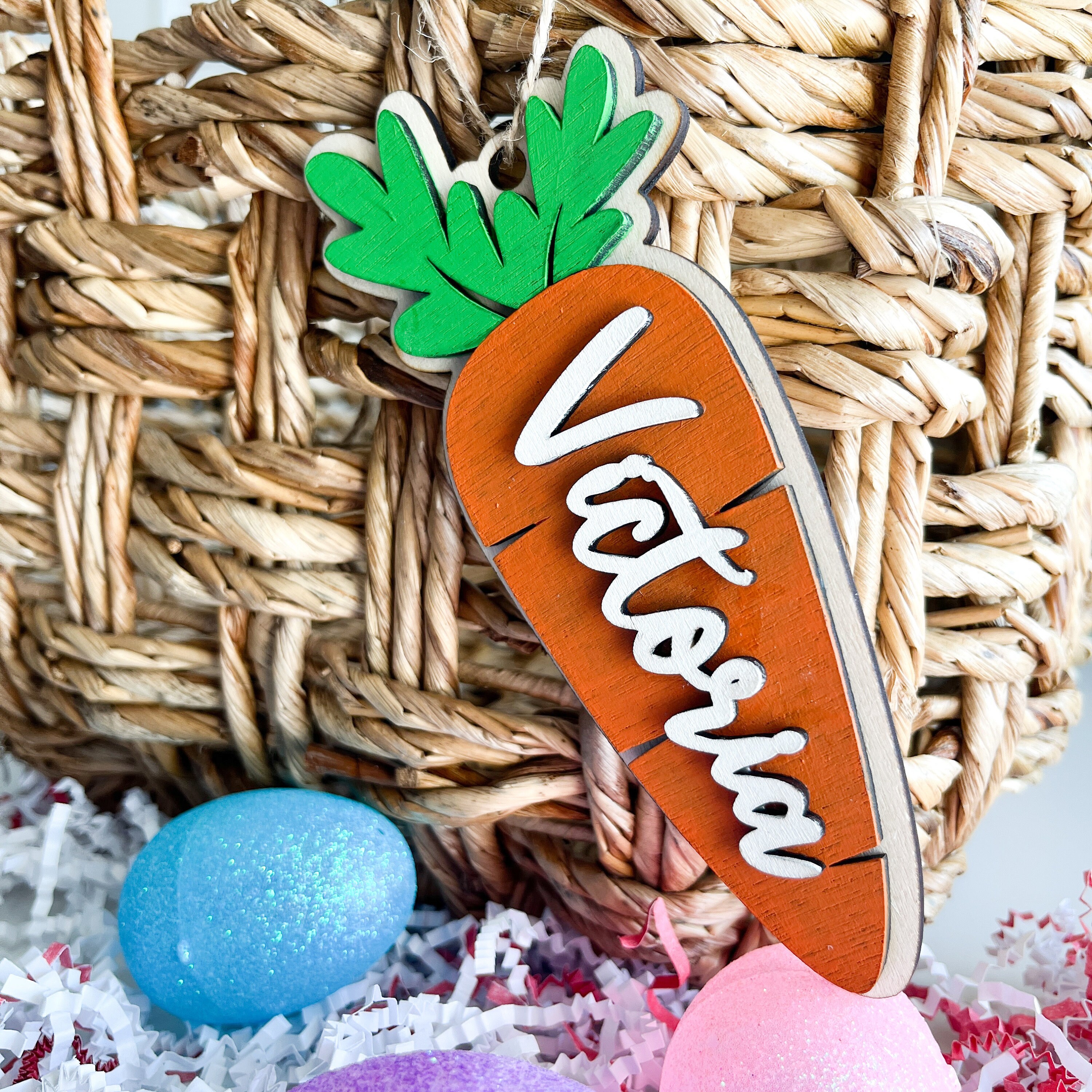 Personalized Carrot Easter Basket Tag Custom Easter Name Tag Kids ...