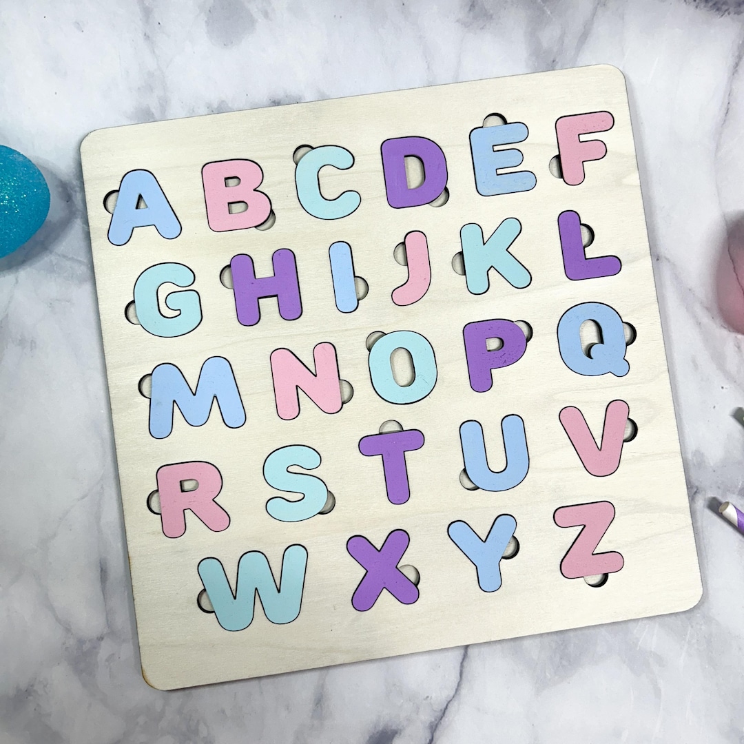 Wooden Alphabet Puzzle Montessori Toy for Kids Puzzle Educational ...