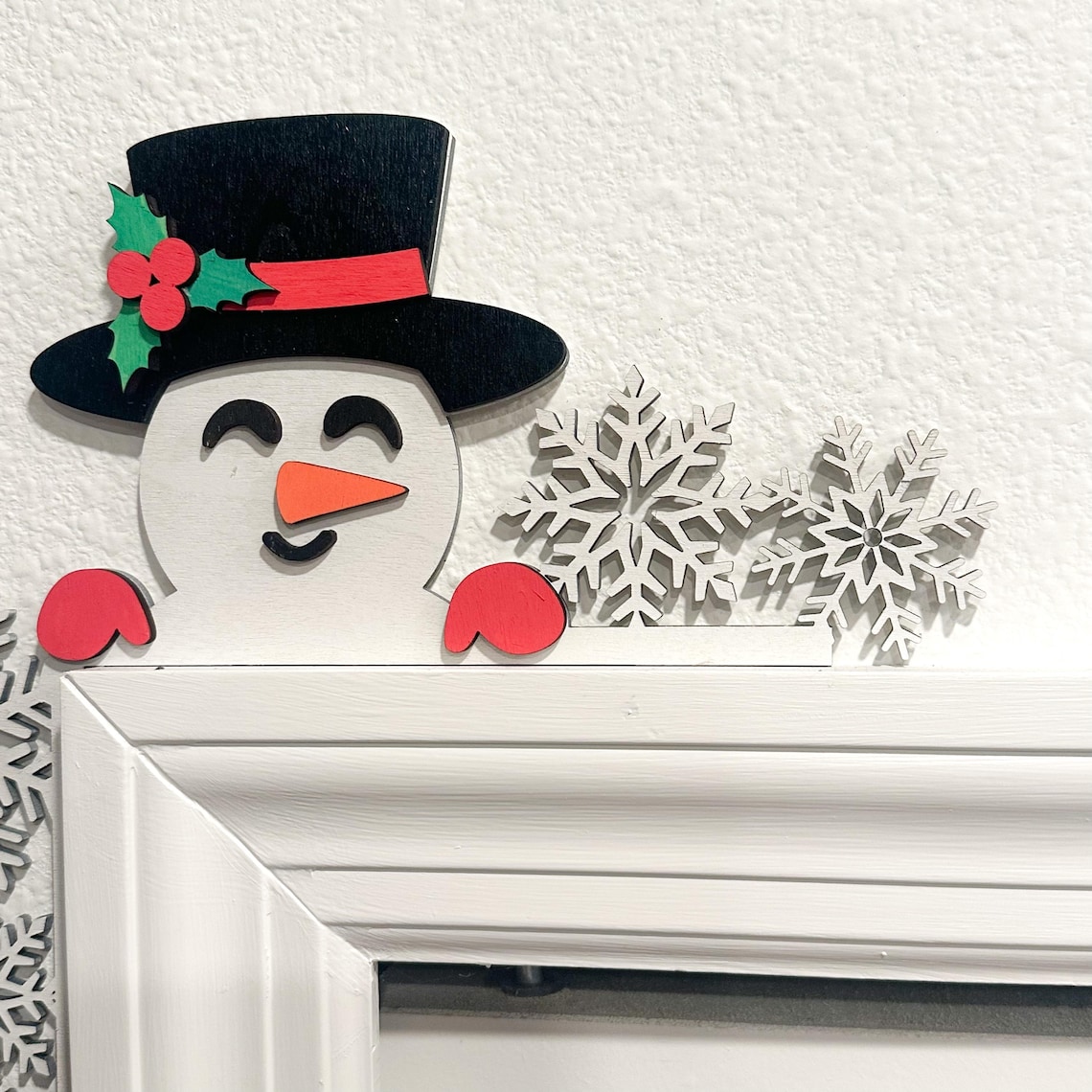 Snowman Door Corner Christmas Door Corner Decor Winter Snowflake ...