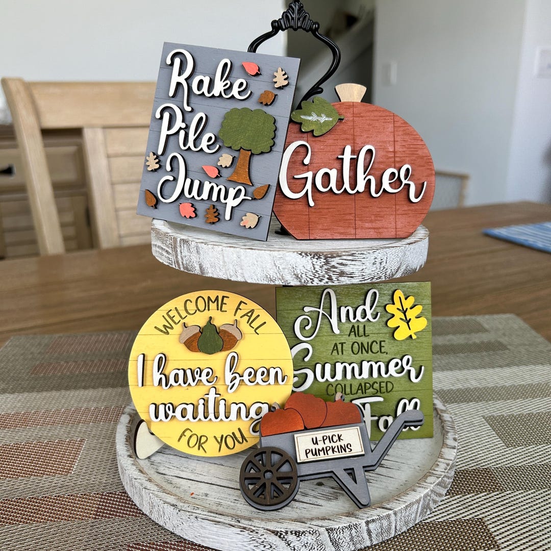 Fall Tier Tray Decor, Wooden Fall Signs for Tray, Autumn Tier Tray ...