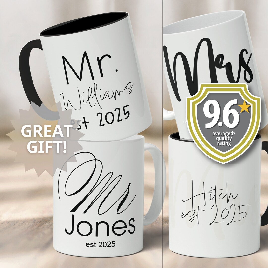 Personalized Mr and Mrs Mugs, Wedding Mugs Personalized, Mr and Mrs ...