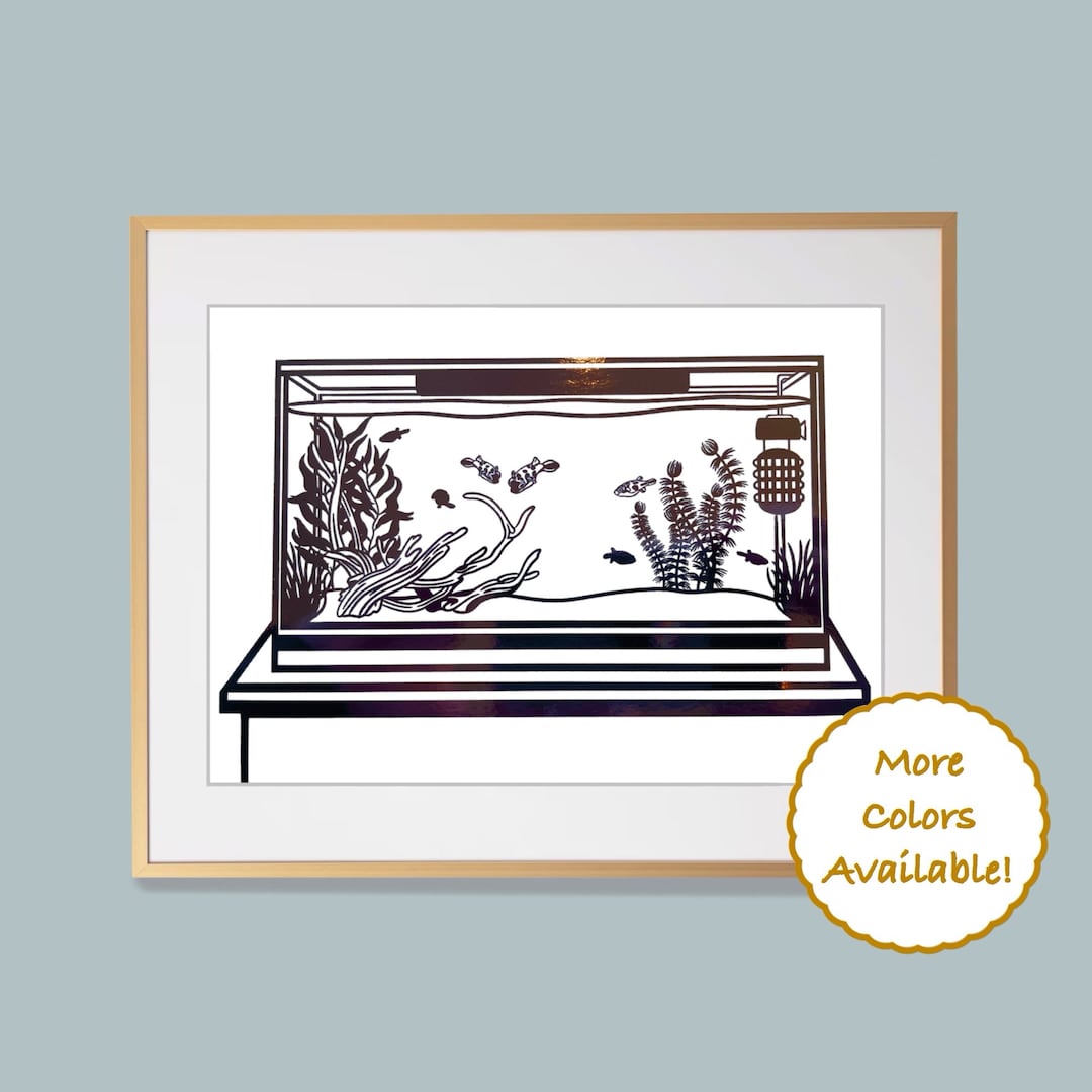 Hand Drawn Iridescent Graphite Pea Puffer Fish / Murder Bean Aquarium ...