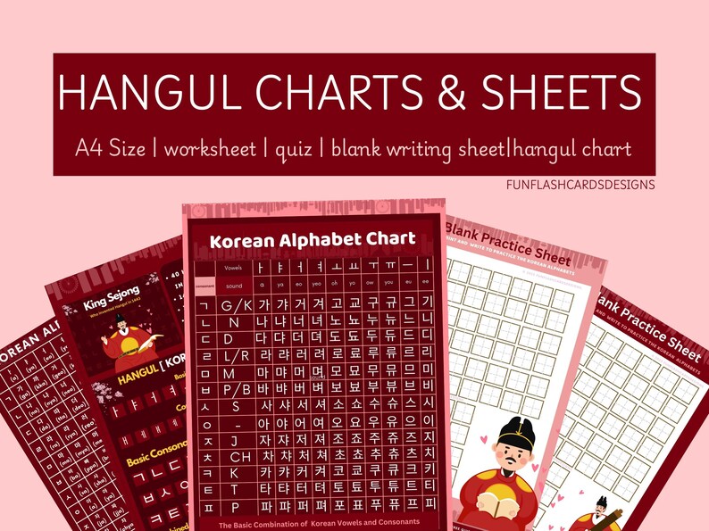 Learn Korean Alphabet Hangul Korean Study Pack Printable Worksheets 150 ...