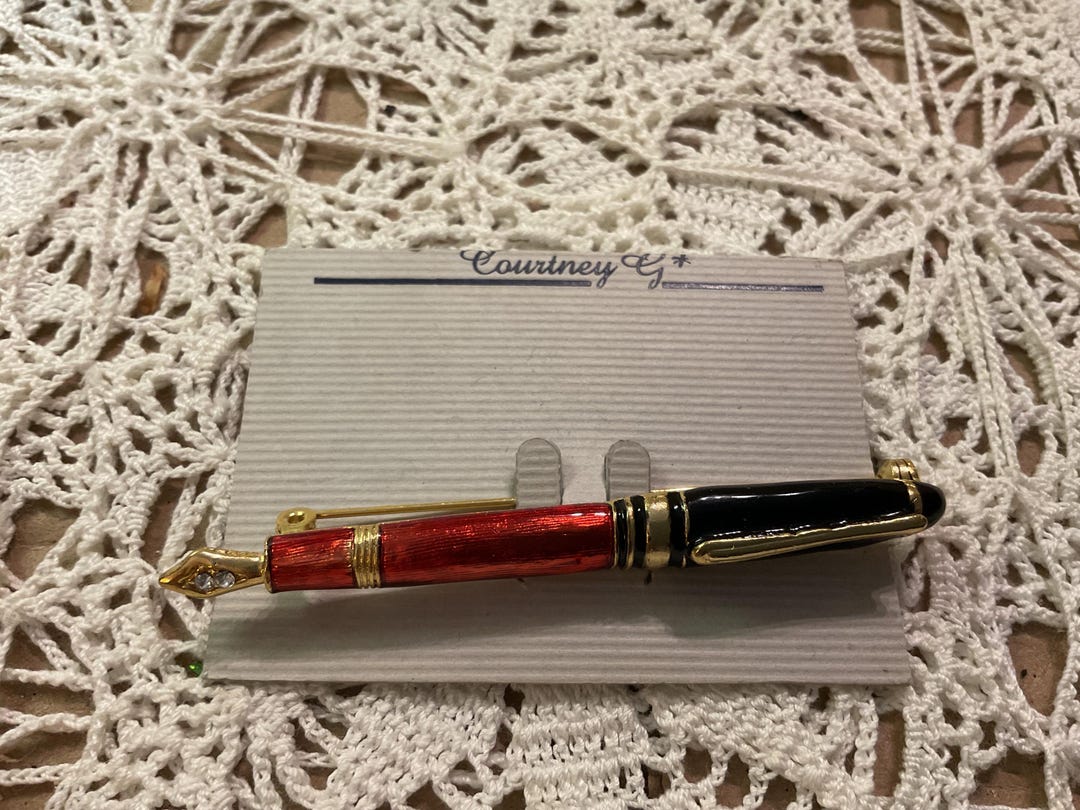 Vintage Fountain Pen Enamel Lapel Pin, Brooch - Etsy