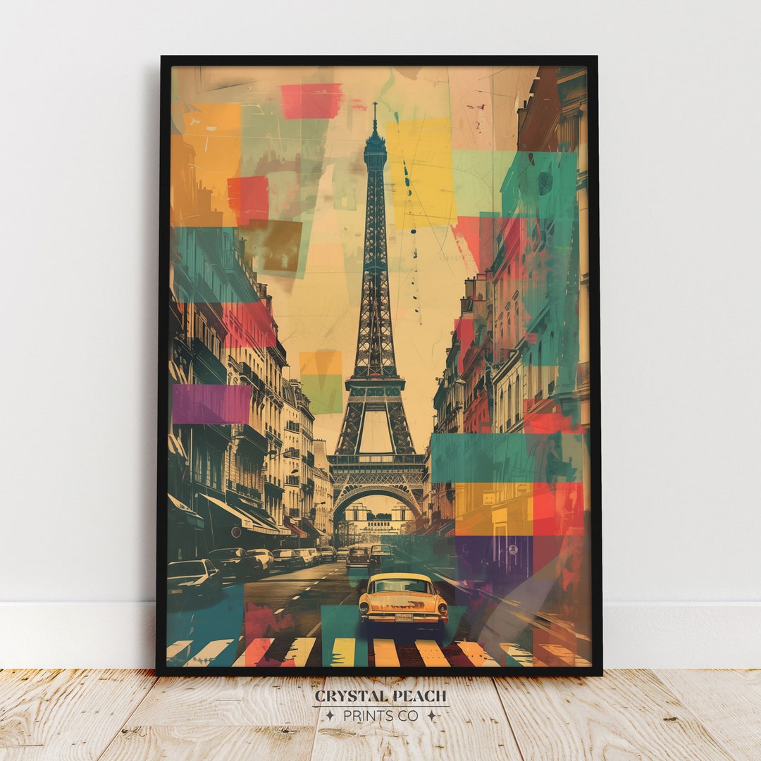 Eiffel Tower Retro Poster Digital Print - French Vintage Poster Wall ...