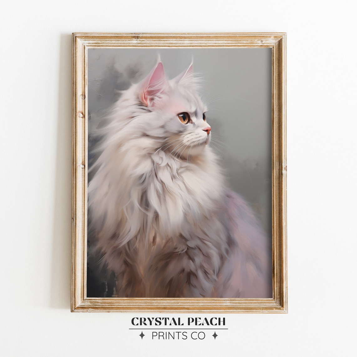 White Cat Profile Portrait Print - Digital Printable Download - Pet ...