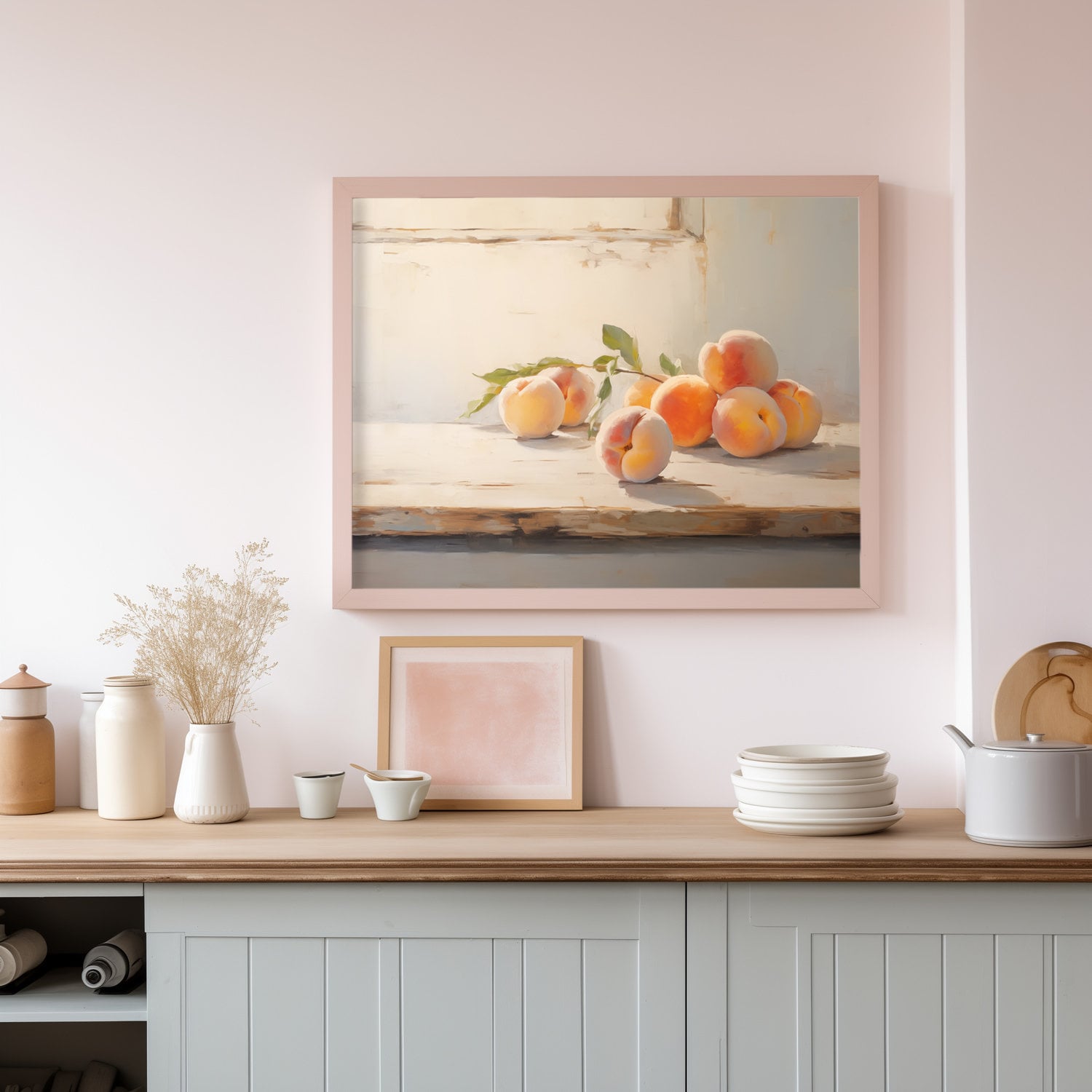 Peaches Still Life Digital Print - Rustic Farmhouse Kitchen Wall Art ...