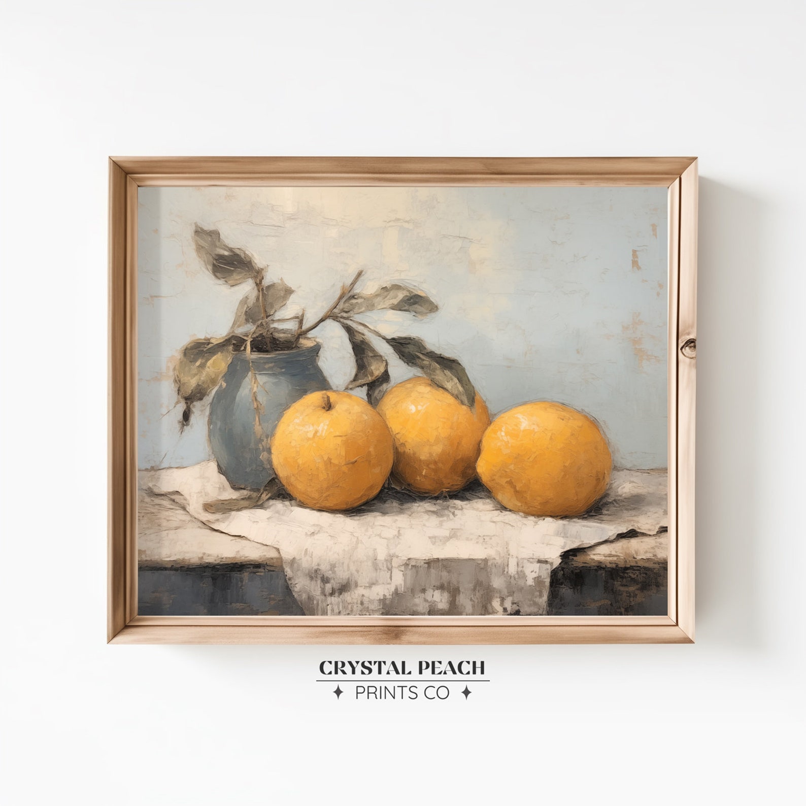 Orange Still Life Digital Print Rustic Farmhouse Kitchen Wall Art Decor ...