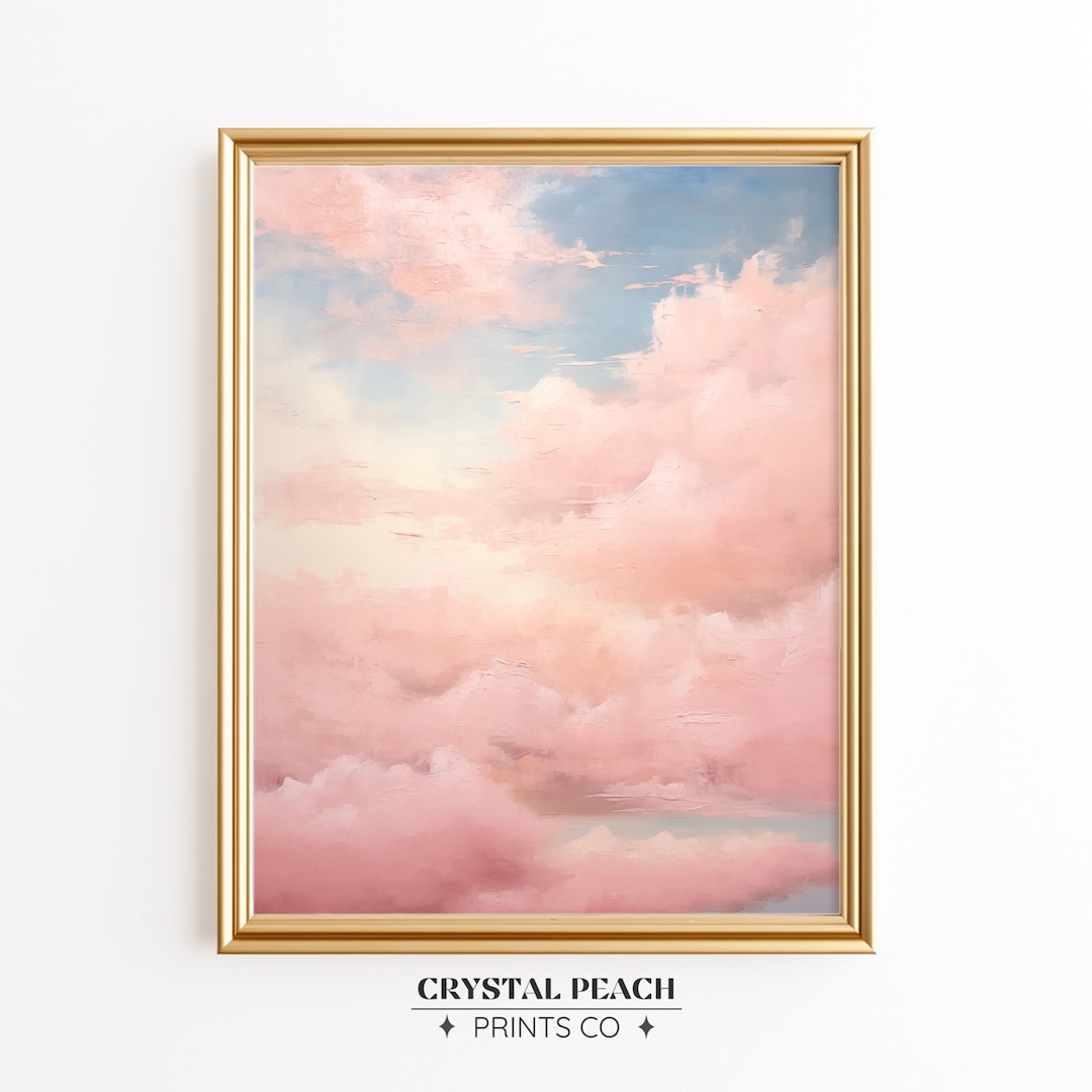 Pink Clouds Sky Print - Girly Coquette Apartment Decoration - Preppy ...