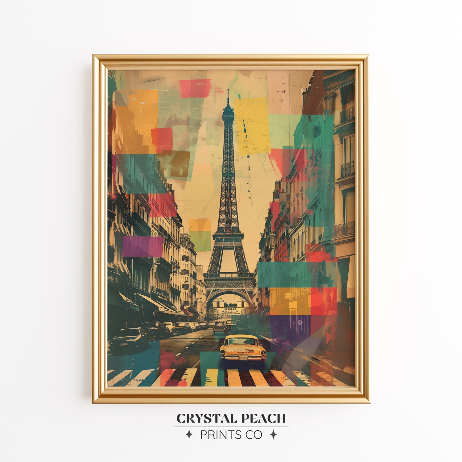Eiffel Tower Retro Poster Digital Print French Vintage Poster Wall Art ...