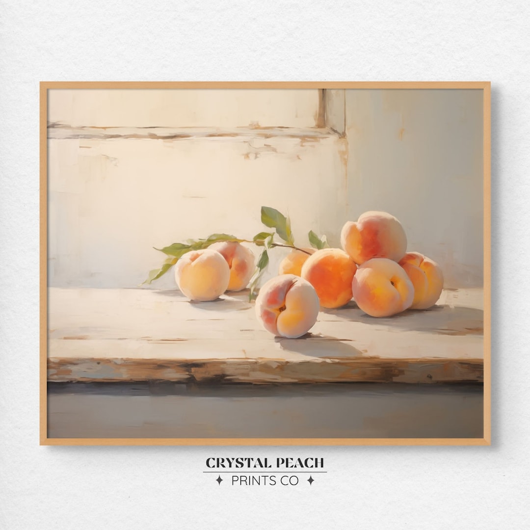 Peaches Still Life Digital Print - Rustic Farmhouse Kitchen Wall Art ...