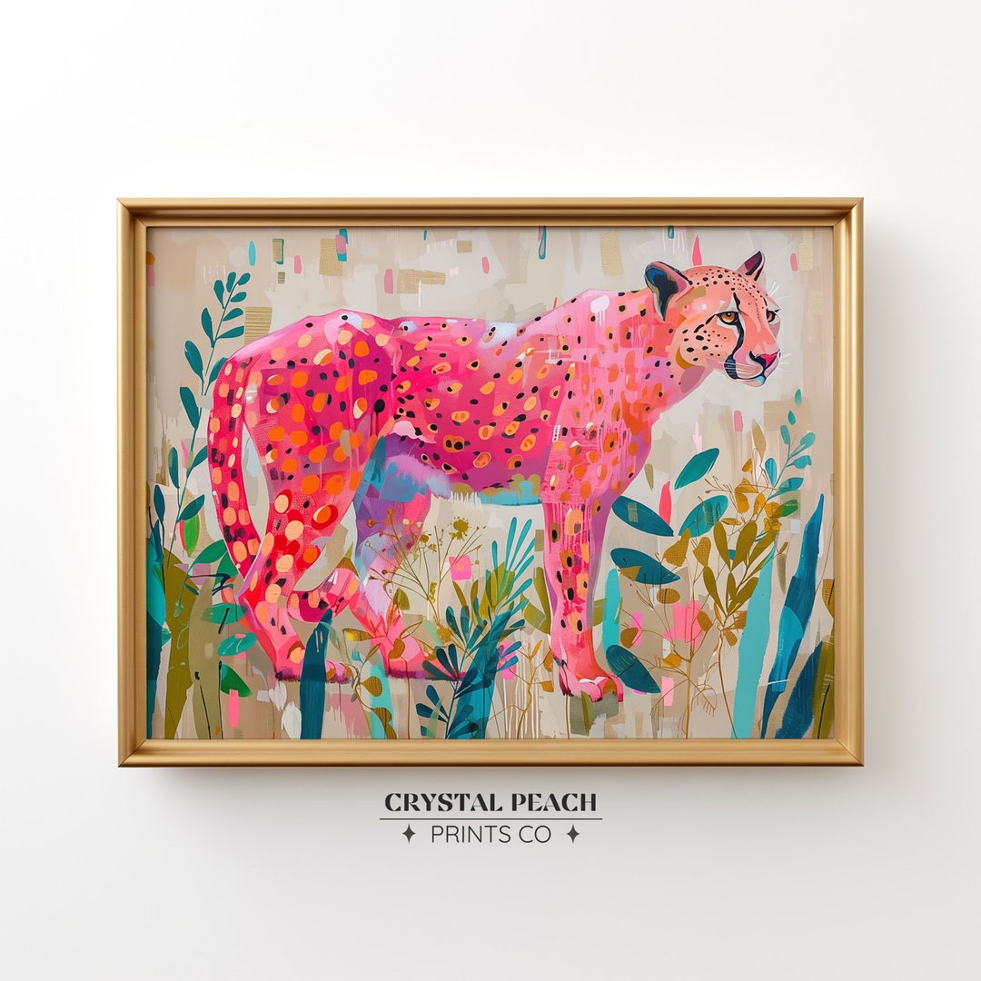 Pink Cheetah Digital Print - Modern Abstract Animal Wall Art - Leopard ...