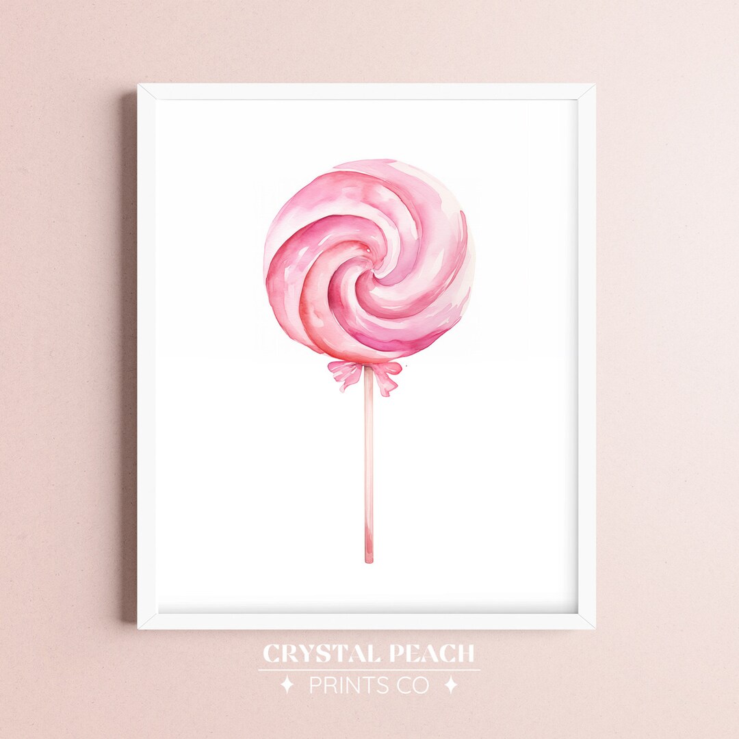 Watercolor Pink Swirl Lollipop Digital Print - Instant Download ...