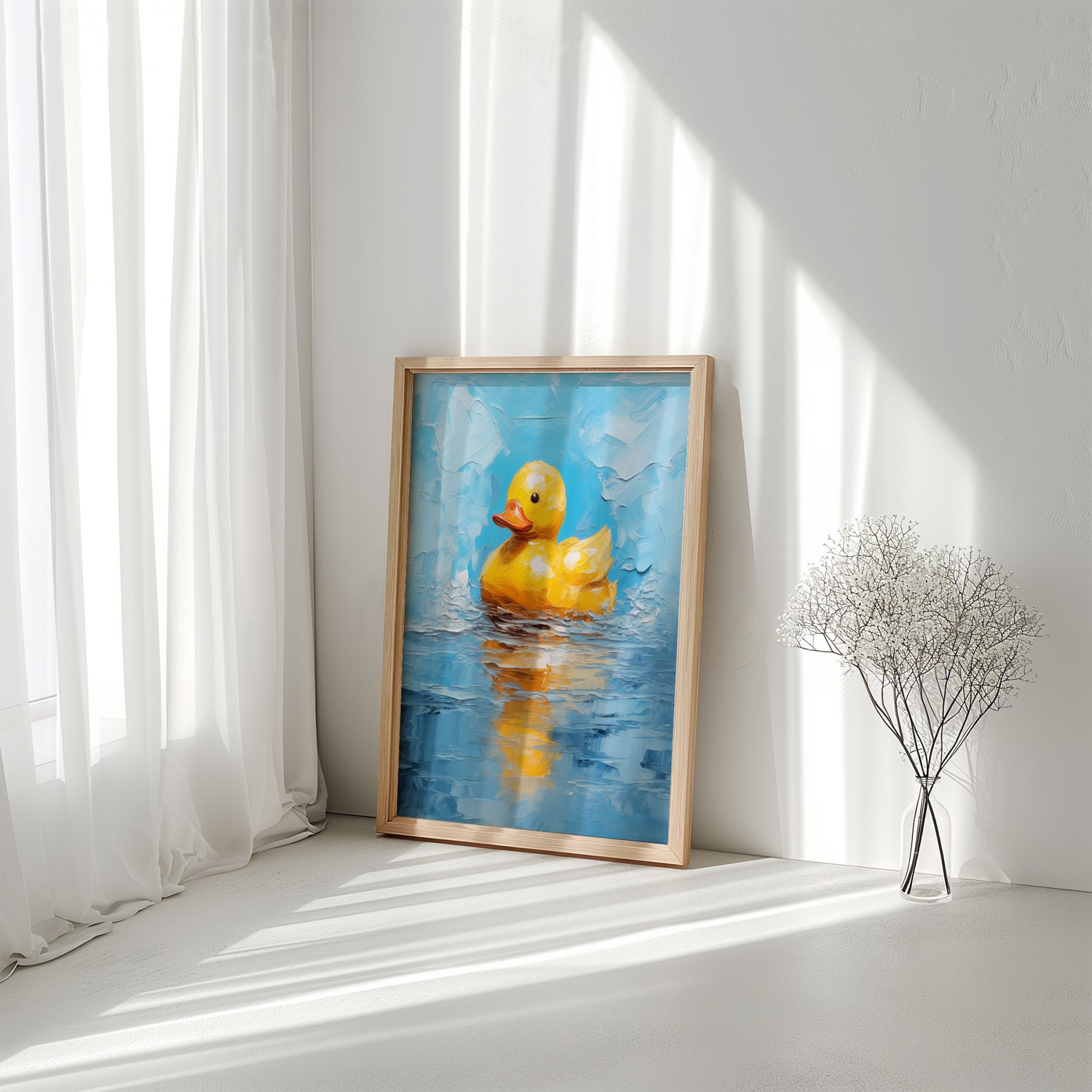 Cute Duck Digital Print Kids Bathroom Wall Art Modern Apartment Decor ...