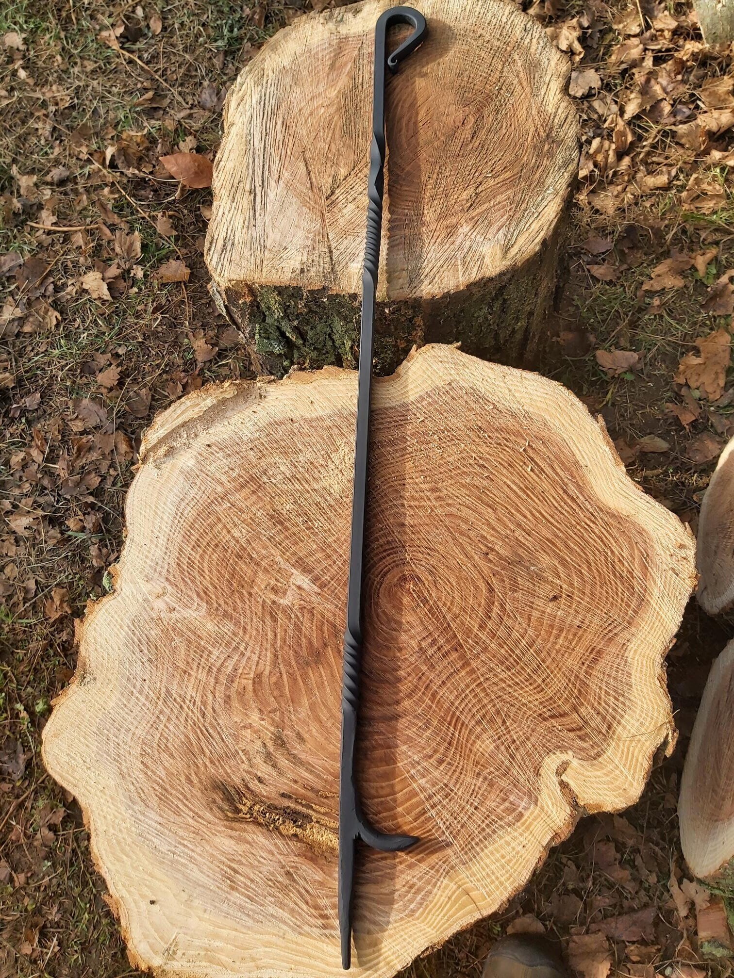 Medieval Fire Poker W Hoop Handle and Hook, Forged Fire Poker,firepit ...