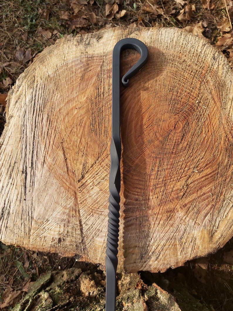 Medieval Fire Poker W Hoop Handle and Hook, Forged Fire Poker,firepit ...